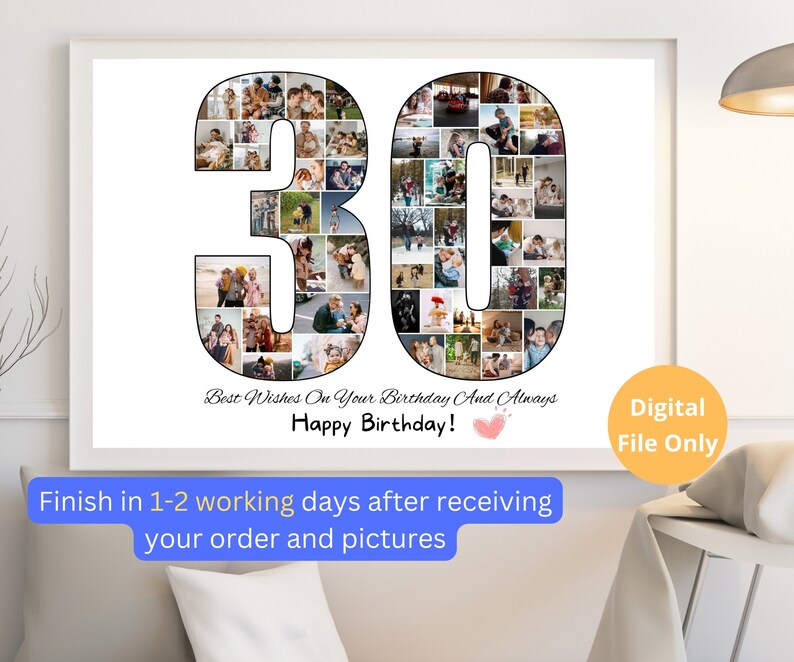 Custom Any Number Photo Collage Printable Collage - Etsy