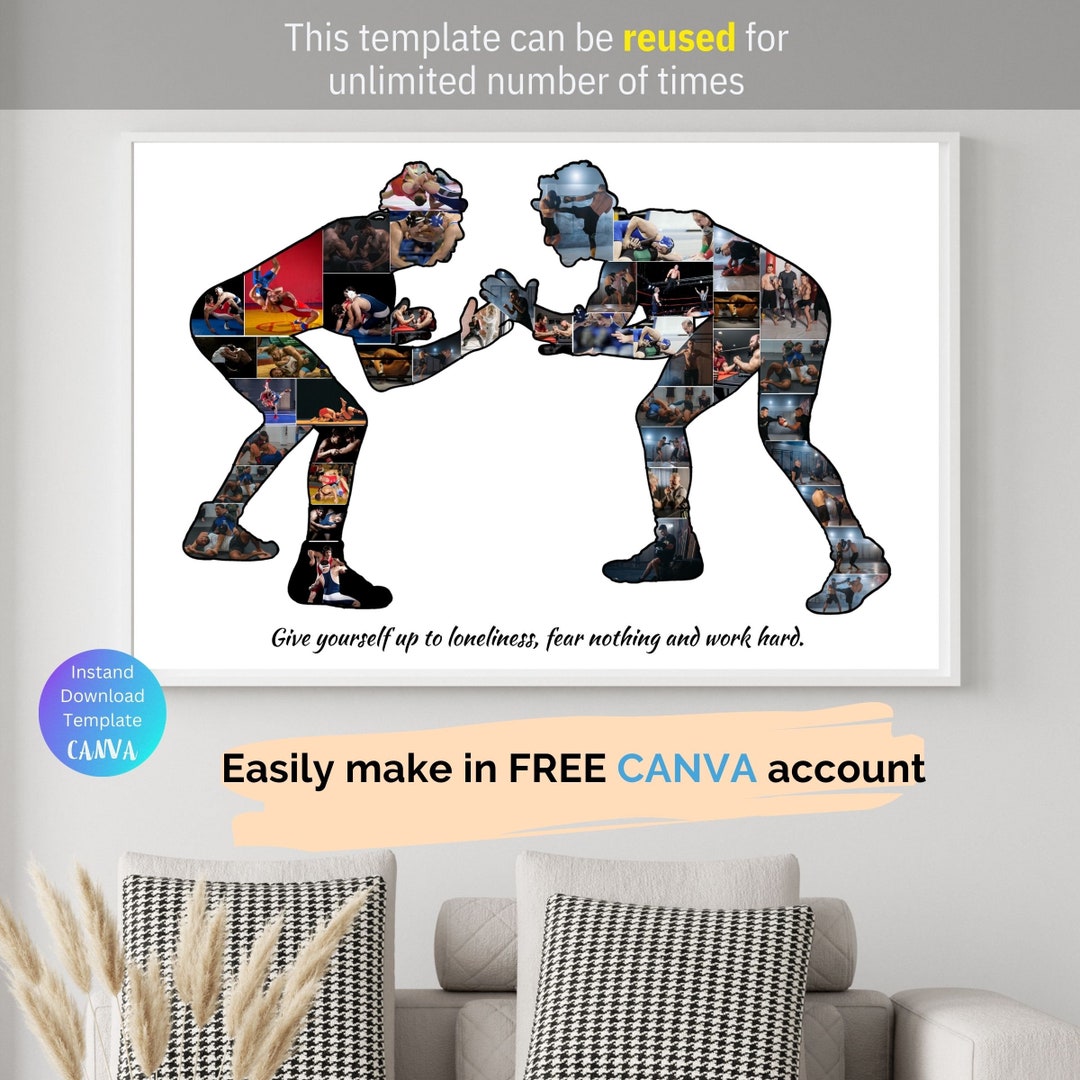 Custom Wrestling Photo Collage Template Men Fighting Art - Etsy