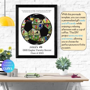 Custom Football Photo Collage Template Personalized Senior Soccer Gifts ...