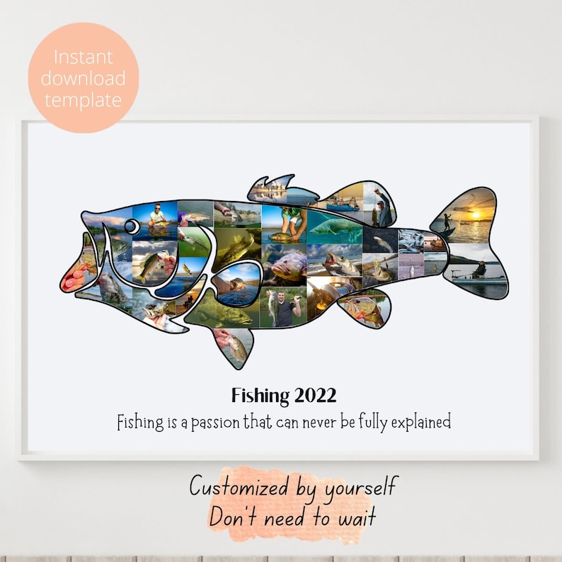 Custom Bass Fish Photo Collage Template 34 Pictures Collage - Etsy