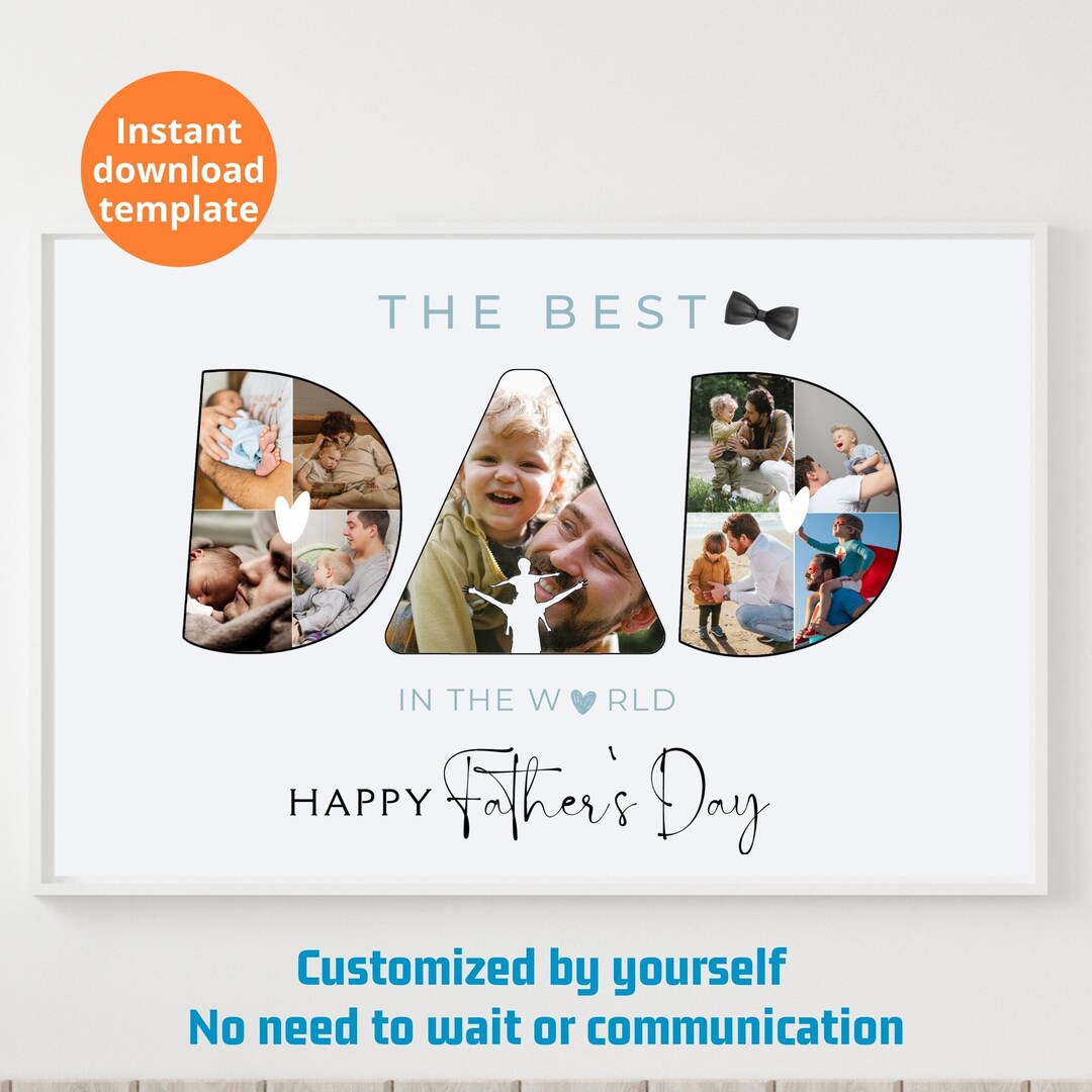 Custom DAD Photo Collage Template Personalized Dad and Son Gift for ...