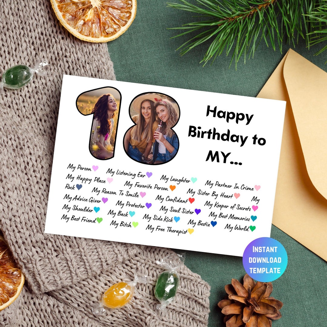 Personalized 18th Birthday Card Template Digital Happy Birthday Card ...