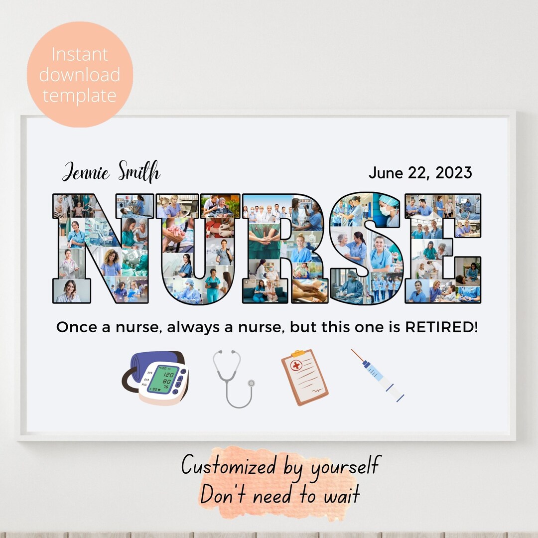 Custom Retired Nurse Photo Collage Template Personalized Gift for Nurse ...