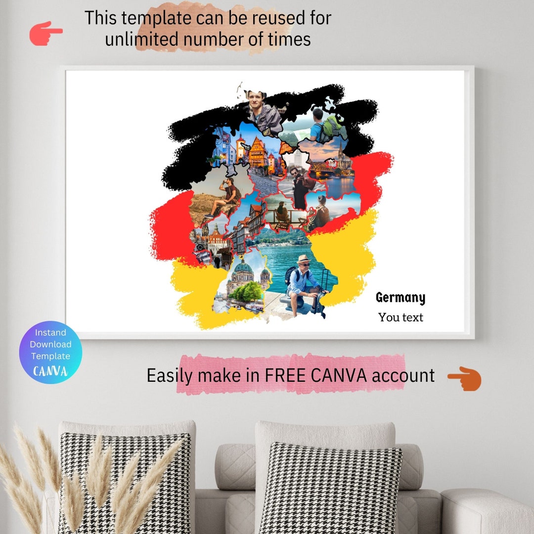 Custom Germany Map Photo Collage Template German Travel Map - Etsy