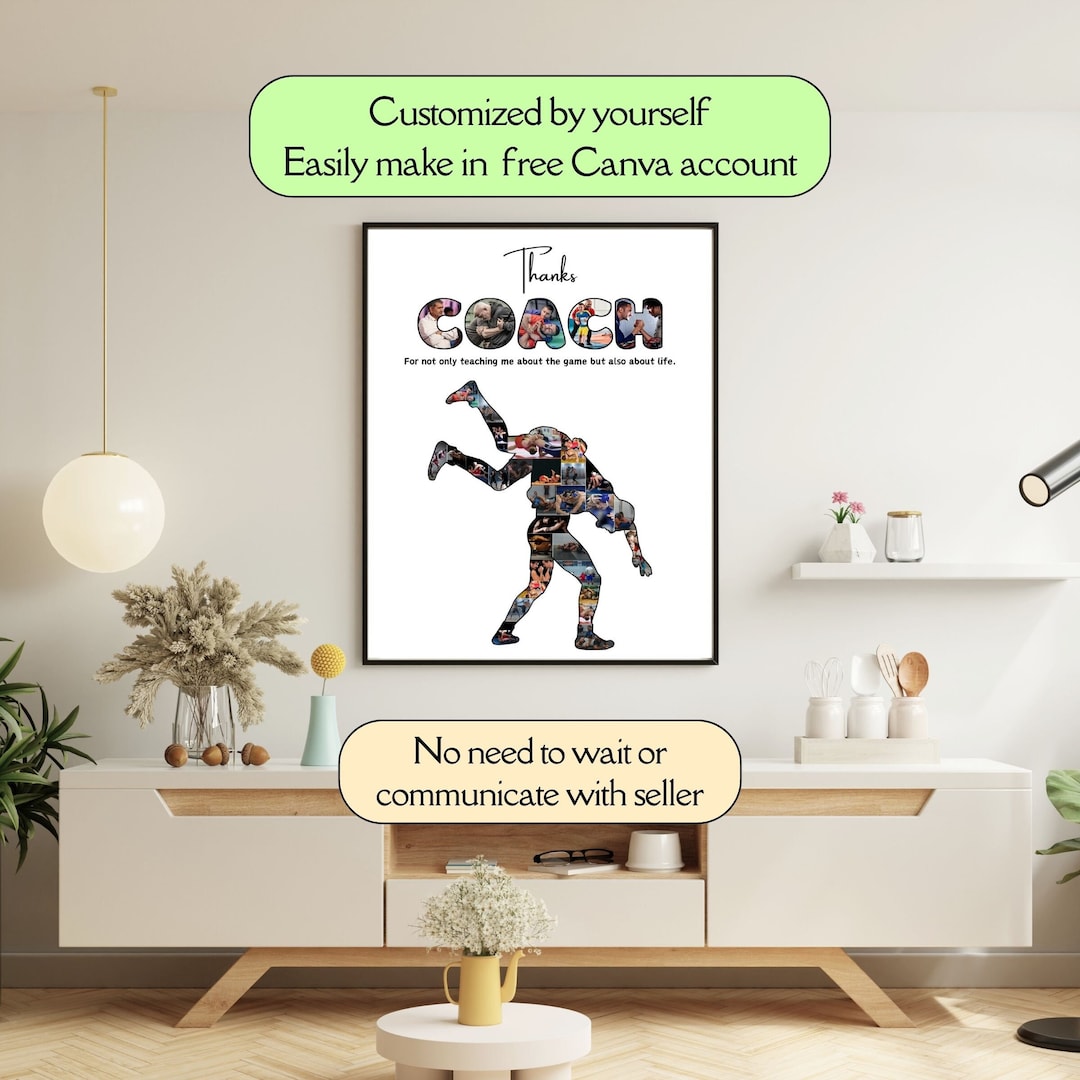 Custom Thanks Coach Collage Template Thank You Wrestling Coach Gift ...