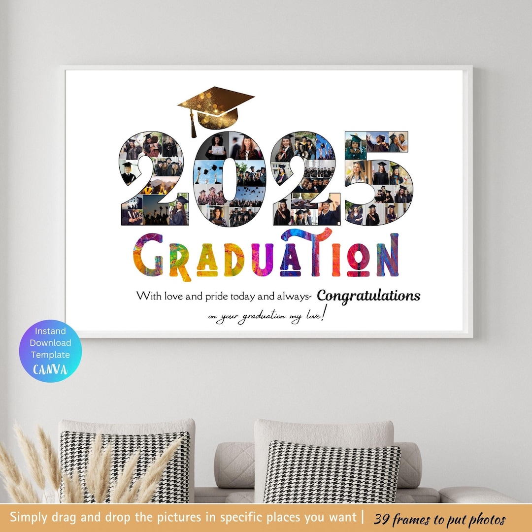 Custom 2025 Graduation Photo Collage Template Personalized Class of ...