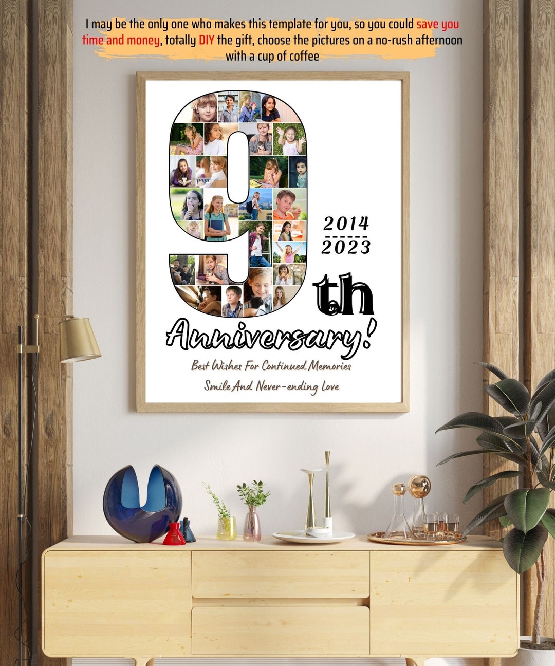 9th Anniversary Photo Collage Custom 9th Picture Collage - Etsy
