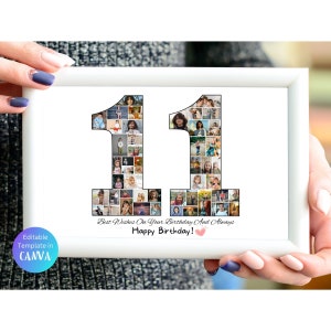 Custom 11th Birthday Photo Collage Template Personalized 11th Birthday ...