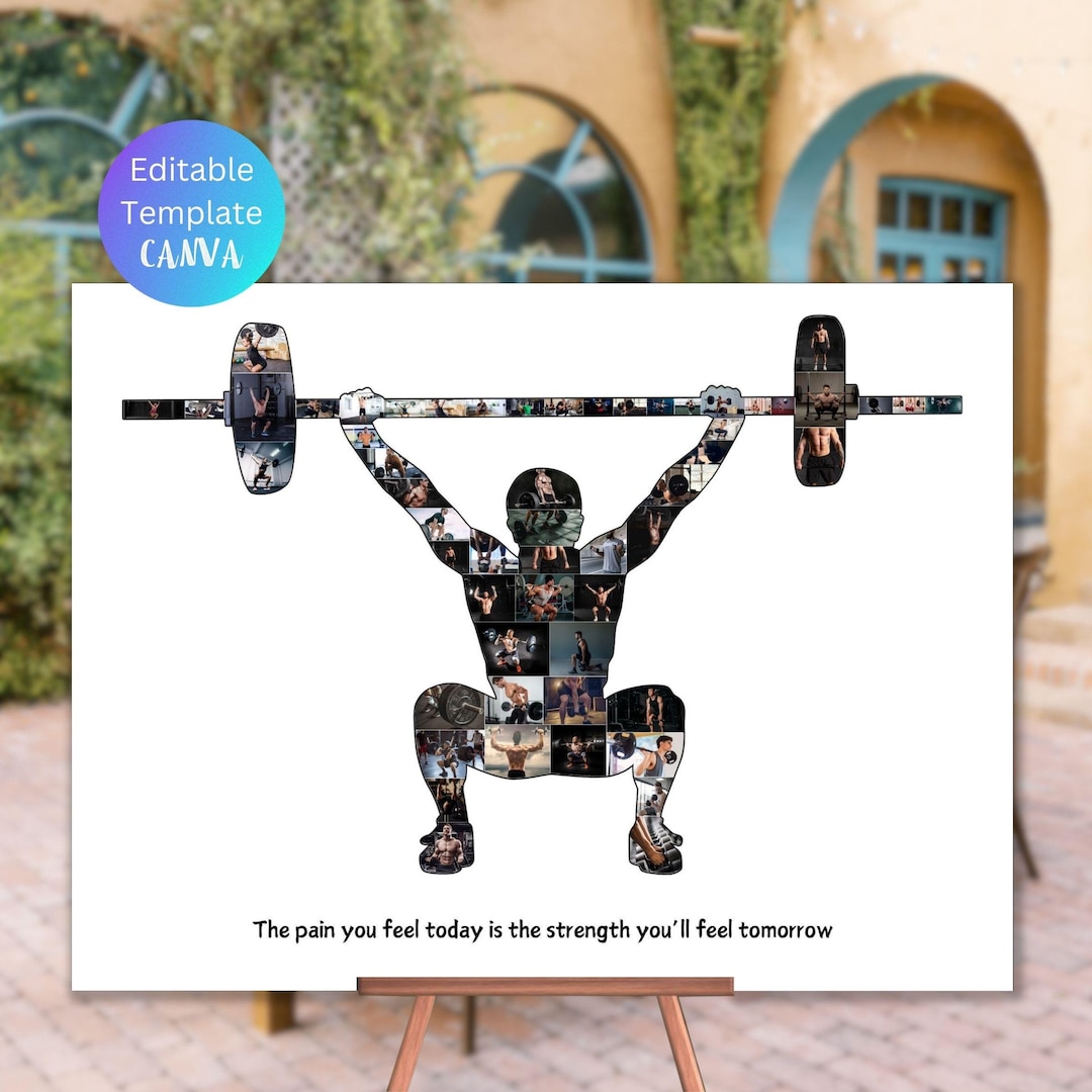 Personalized Powerlifting Photo Collage Template Weight Lifting Gift ...