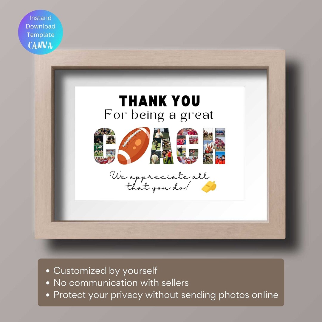 Custom Rugby Coach Photo Collage Template Thank You Rugby - Etsy