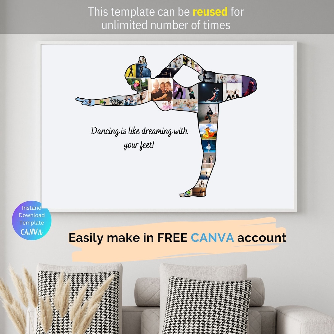 Personalized Dancing Woman Photo Collage Template Custom Gift for ...