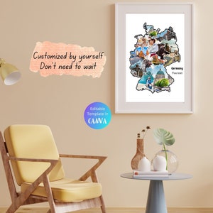 Custom Germany Map Photo Collage Template, German Travel Map Keepsake ...