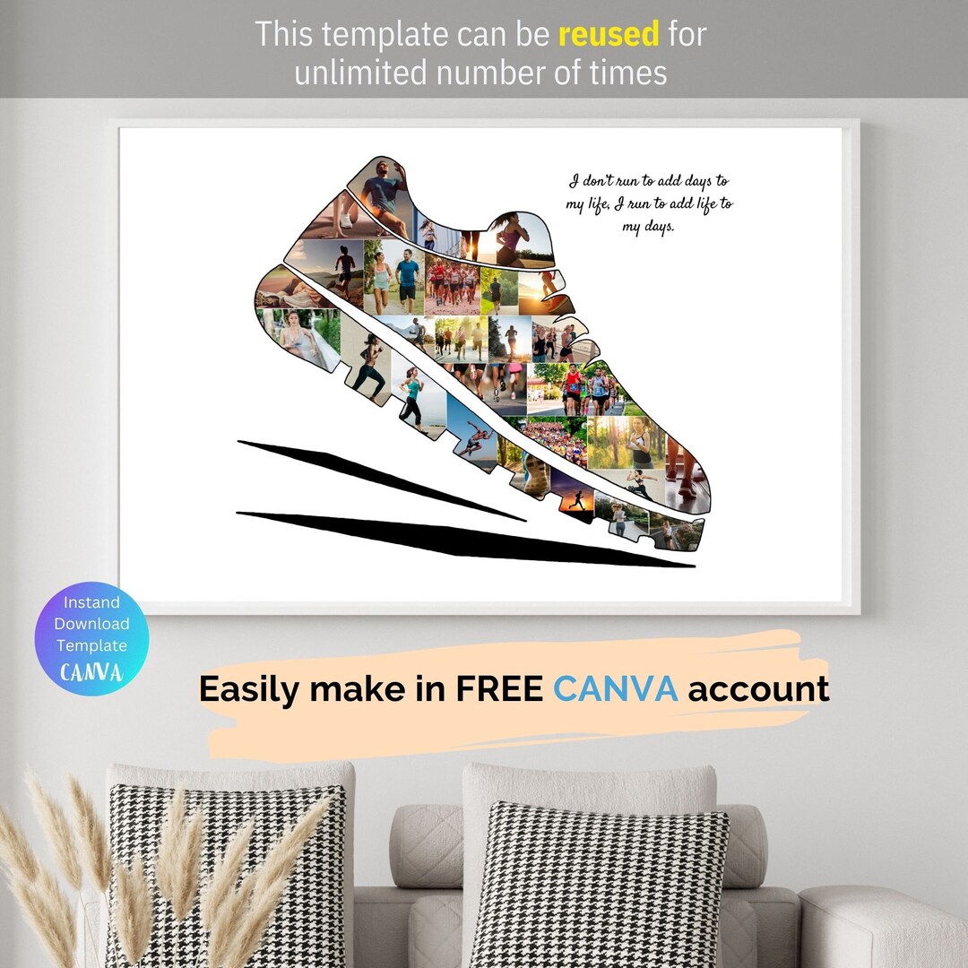 Personalized Running Shoe Photo Collage Custom Gift for Runners Men ...