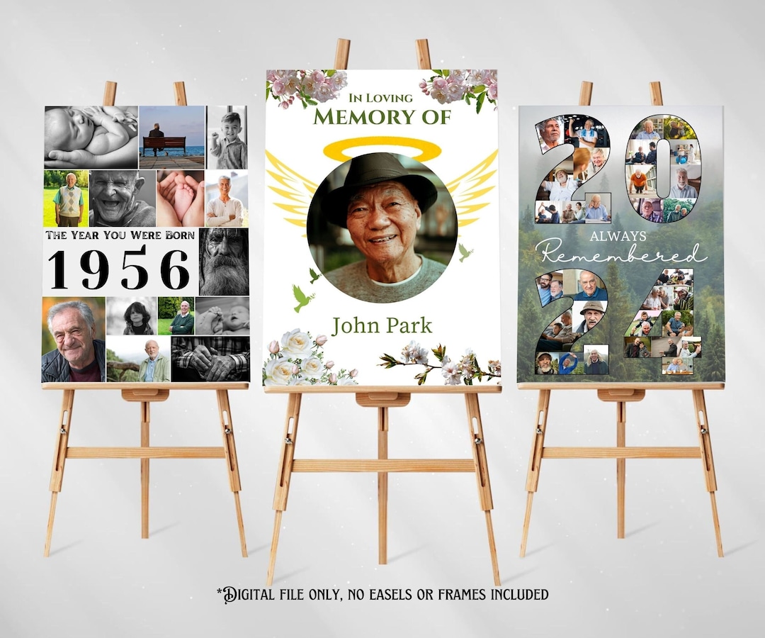 Funeral Welcome Sign Sets Funeral Photo Collage Custom Templates Bundle ...