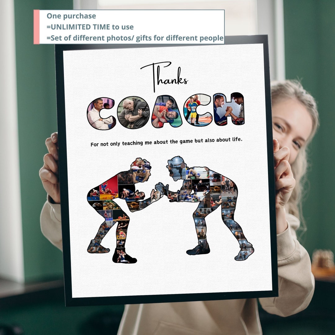 Custom Thanks Coach Collage Template Thank You Wrestling Coach Gift ...