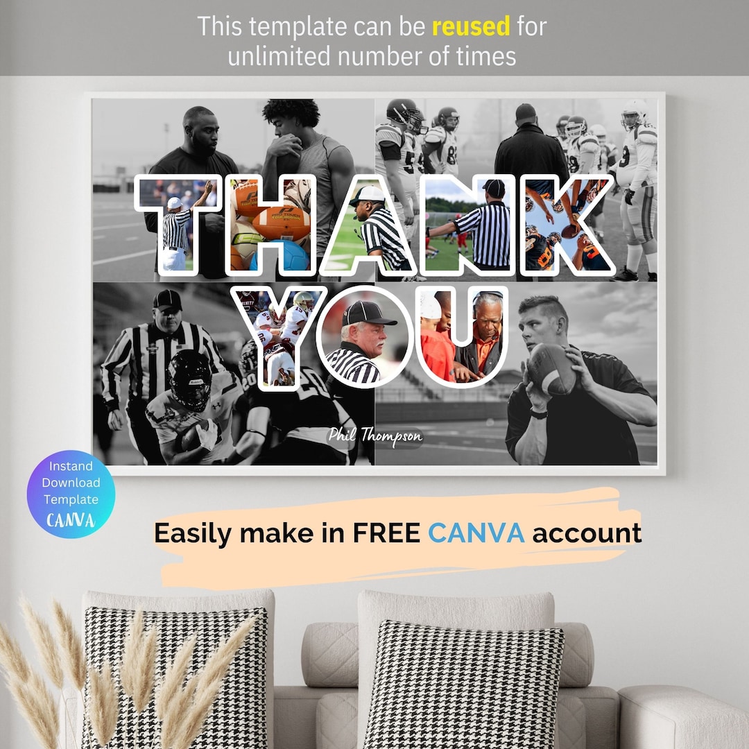 Custom Thank You Photo Collage Template Personalized Coach Gift ...