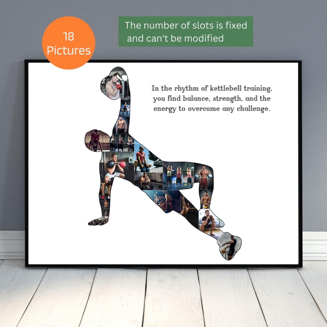 Personalized Man Kettlebell Photo Collage Template Kettlebell Exercise ...