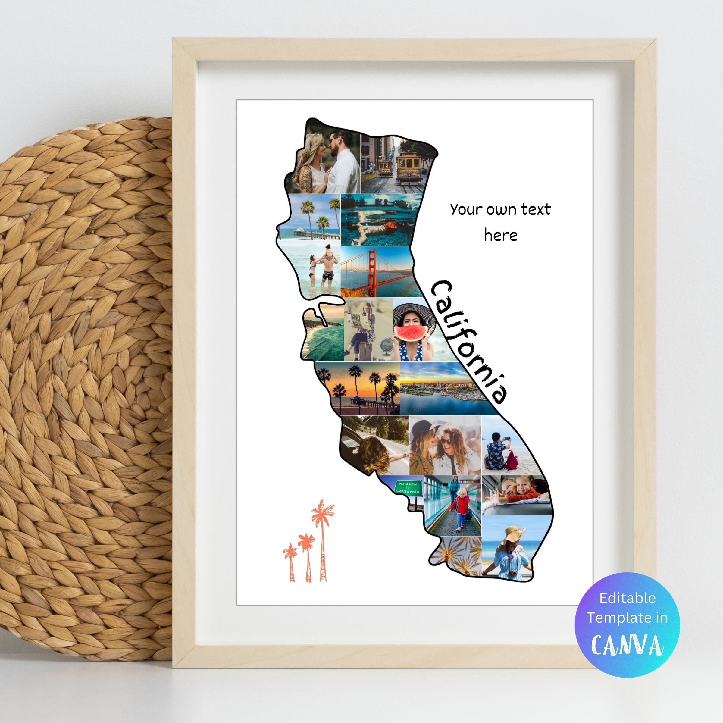 Custom California Map Photo Collage Template Personalized Travel Map ...