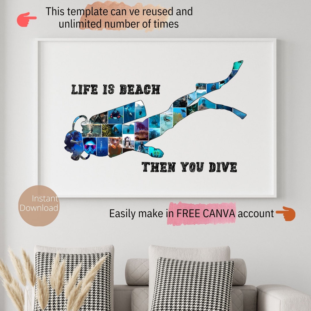 Scuba Diving Photo Collage, Scuba Diver Gift, Gifts for Diver, Dive ...