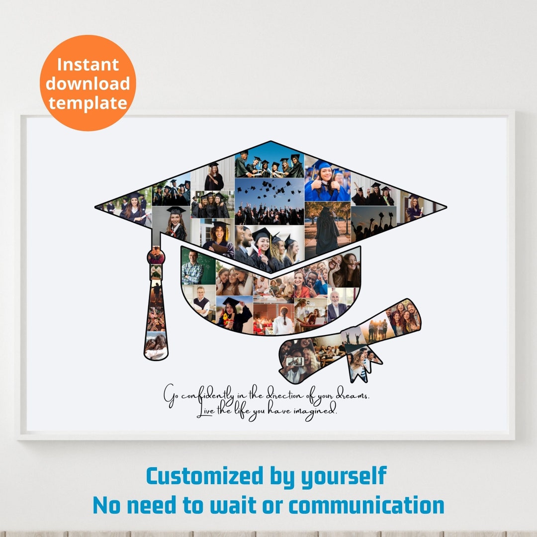 Custom Graduation Cap Photo Collage Template Personalized Graduate ...