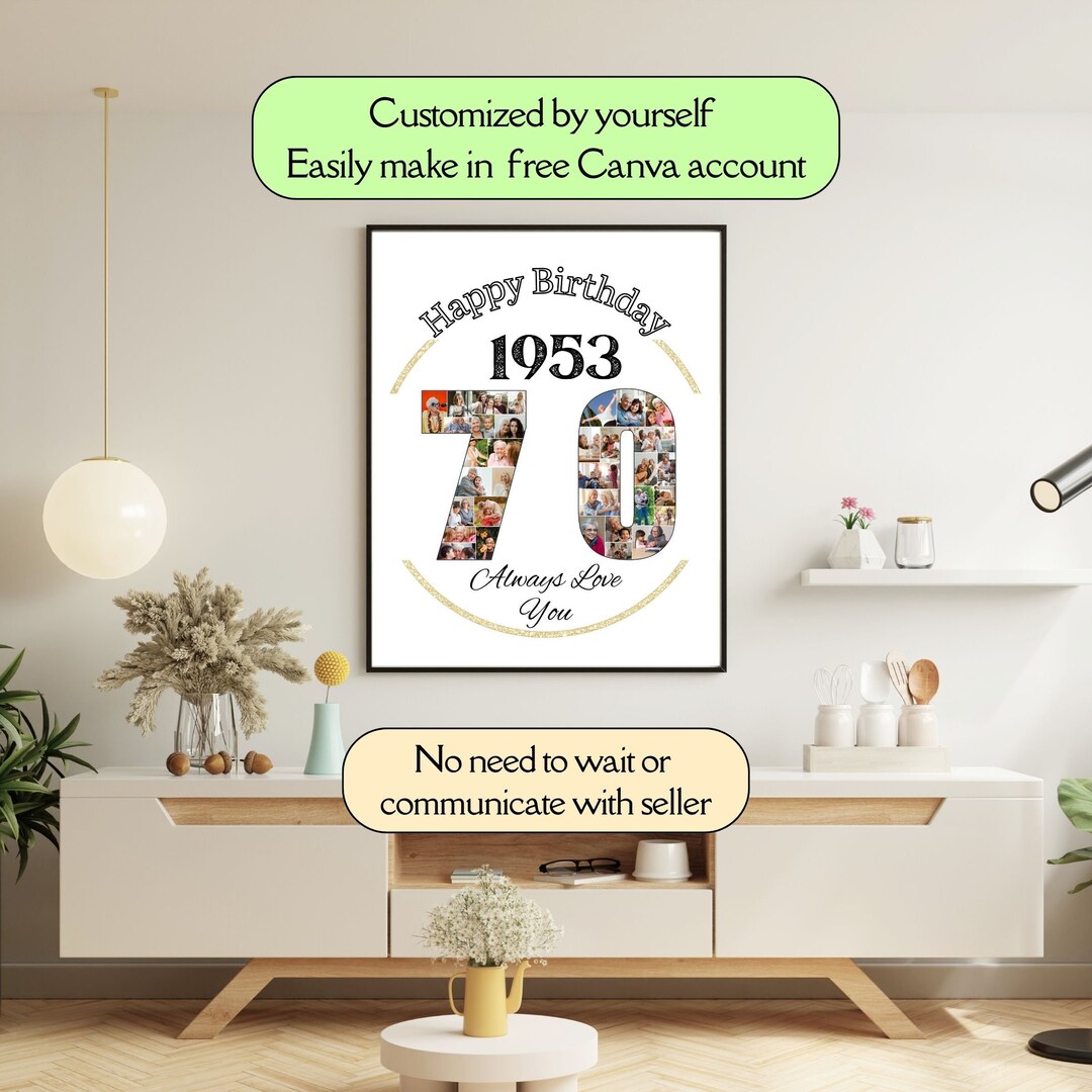 Custom 70th Birthday Photo Collage Template 70 Picture Collage Poster ...