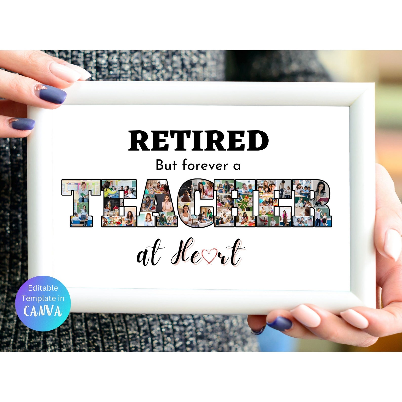 Custom Retired Teacher Photo Collage Template Photos Gift for Men Women ...