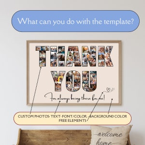 Custom Thank You Photo Collage Personalized Editable Template Gift for ...
