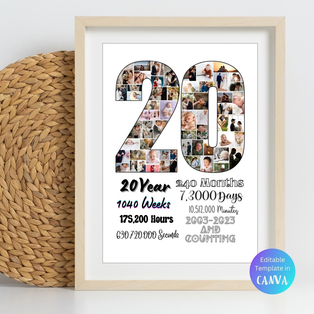 Custom 20th Anniversary Photo Collage Template Personalized 20th ...