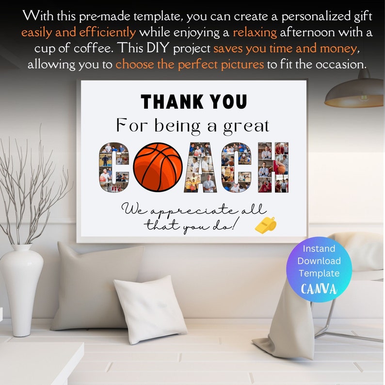Custom Basketball Coach Photo Collage Thank You Coach Gift Basketball ...