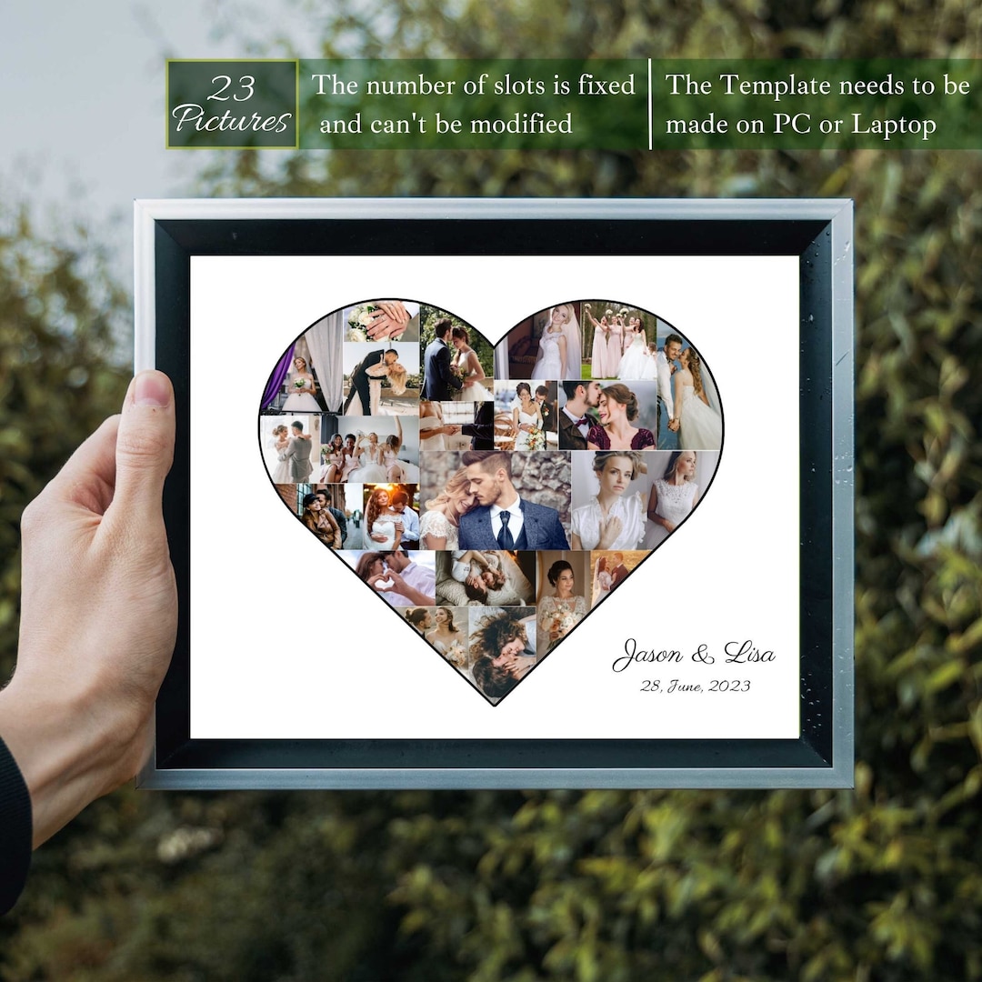Custom Heart Collage Template Personalized Gift for Her Heart Picture ...