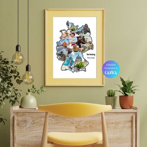Custom Germany Map Photo Collage Template, German Travel Map Keepsake ...