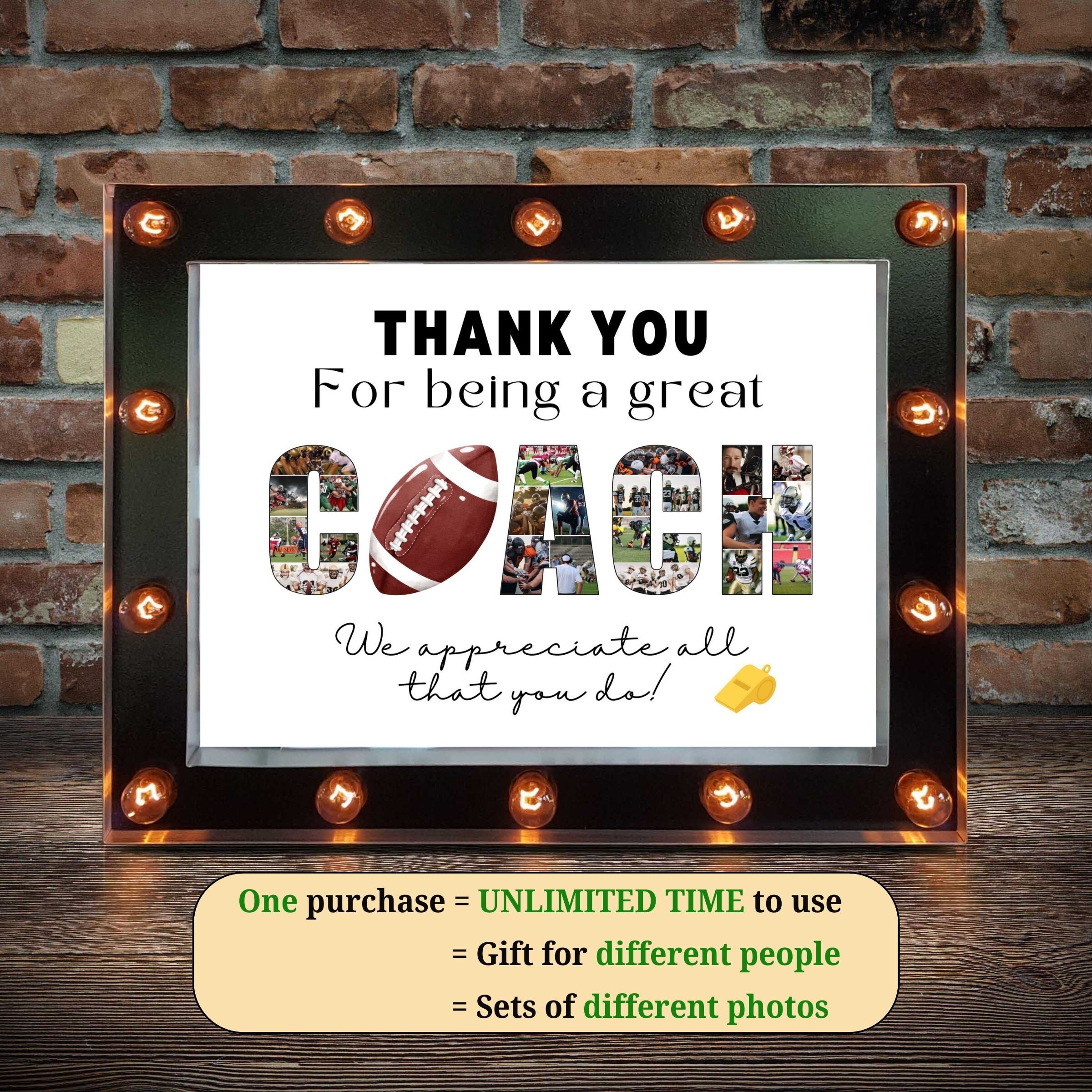 Custom Football Coach Photo Collage Personalized Thank You Coach Gift ...