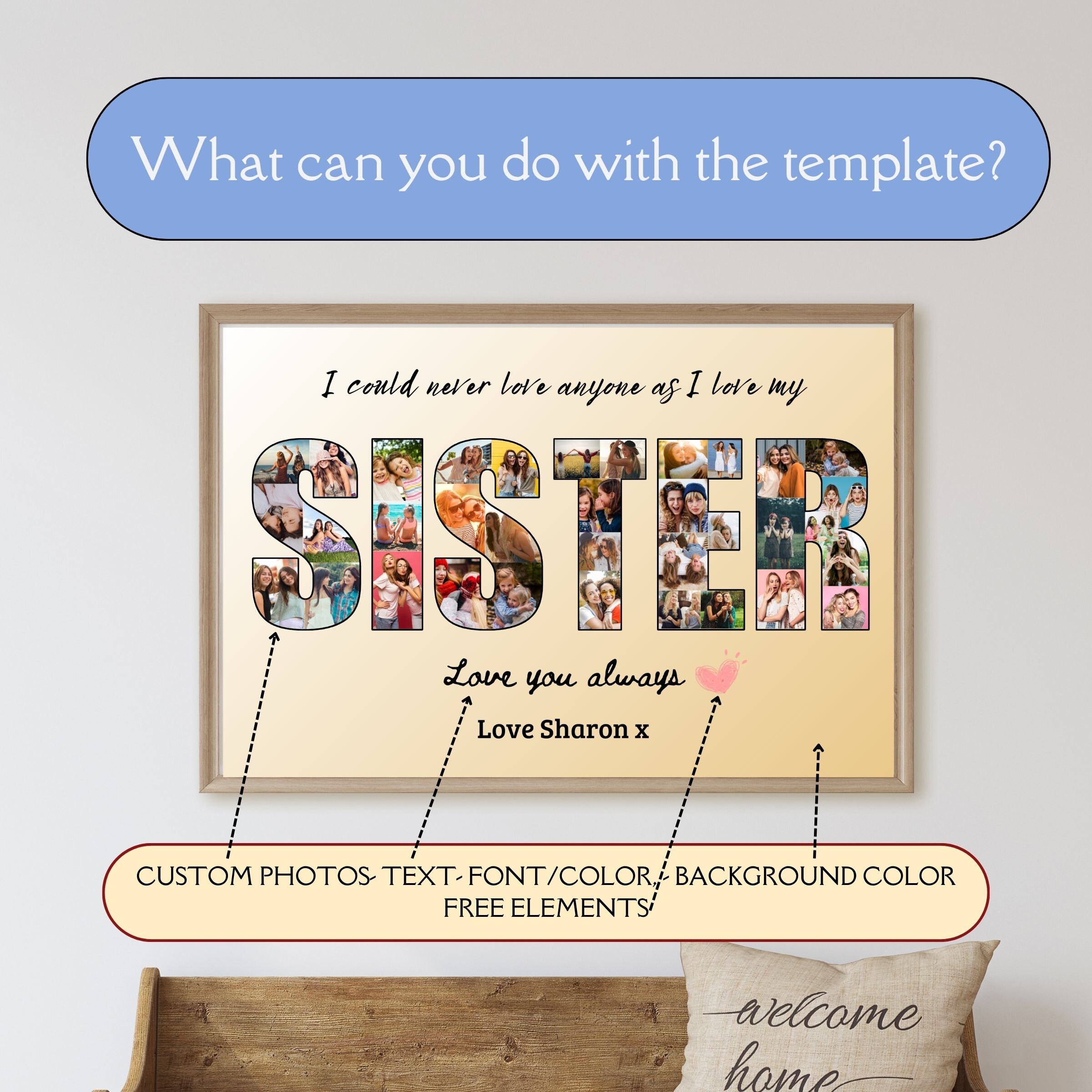 Custom Sister Photo Collage Template Personalized Gift for Sister ...