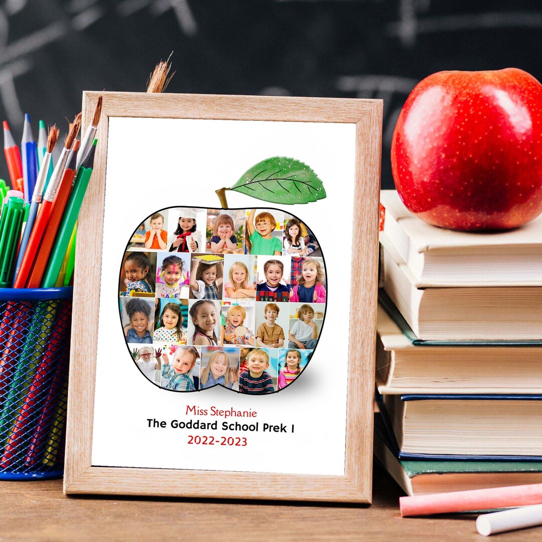 22 Students Custom Apple Teacher Photo Collage Template Personalized ...