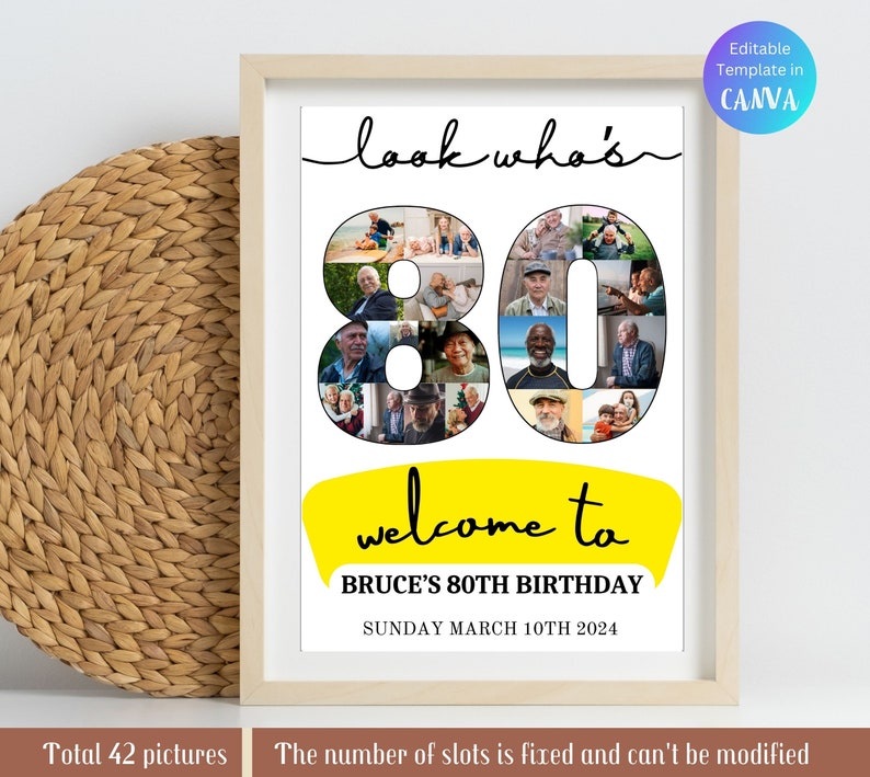 Custom Set 80th Birthday Photo Collage Template Look Who's 80 ...