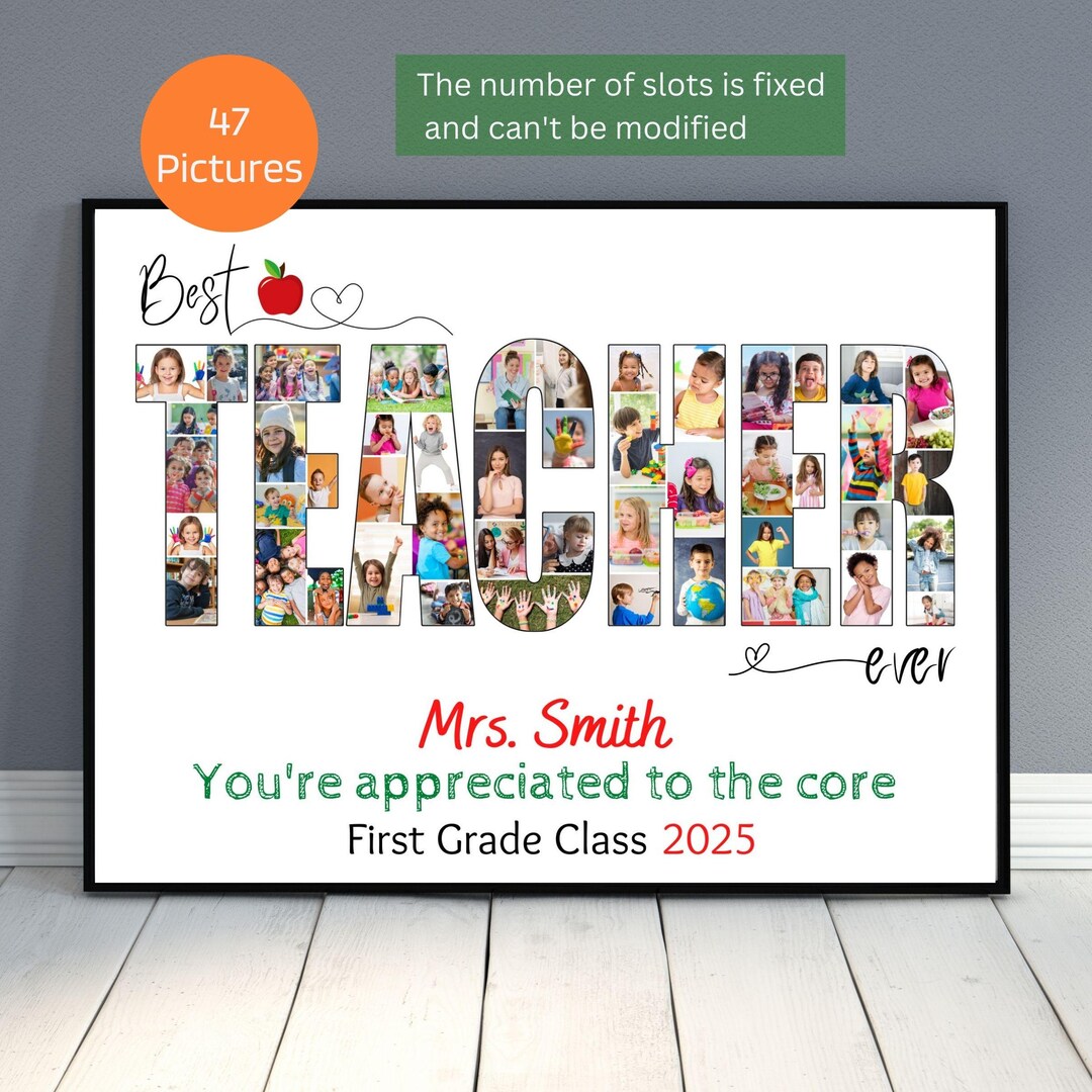Personalized Apple Teacher Photo Collage Template Editable Teacher ...