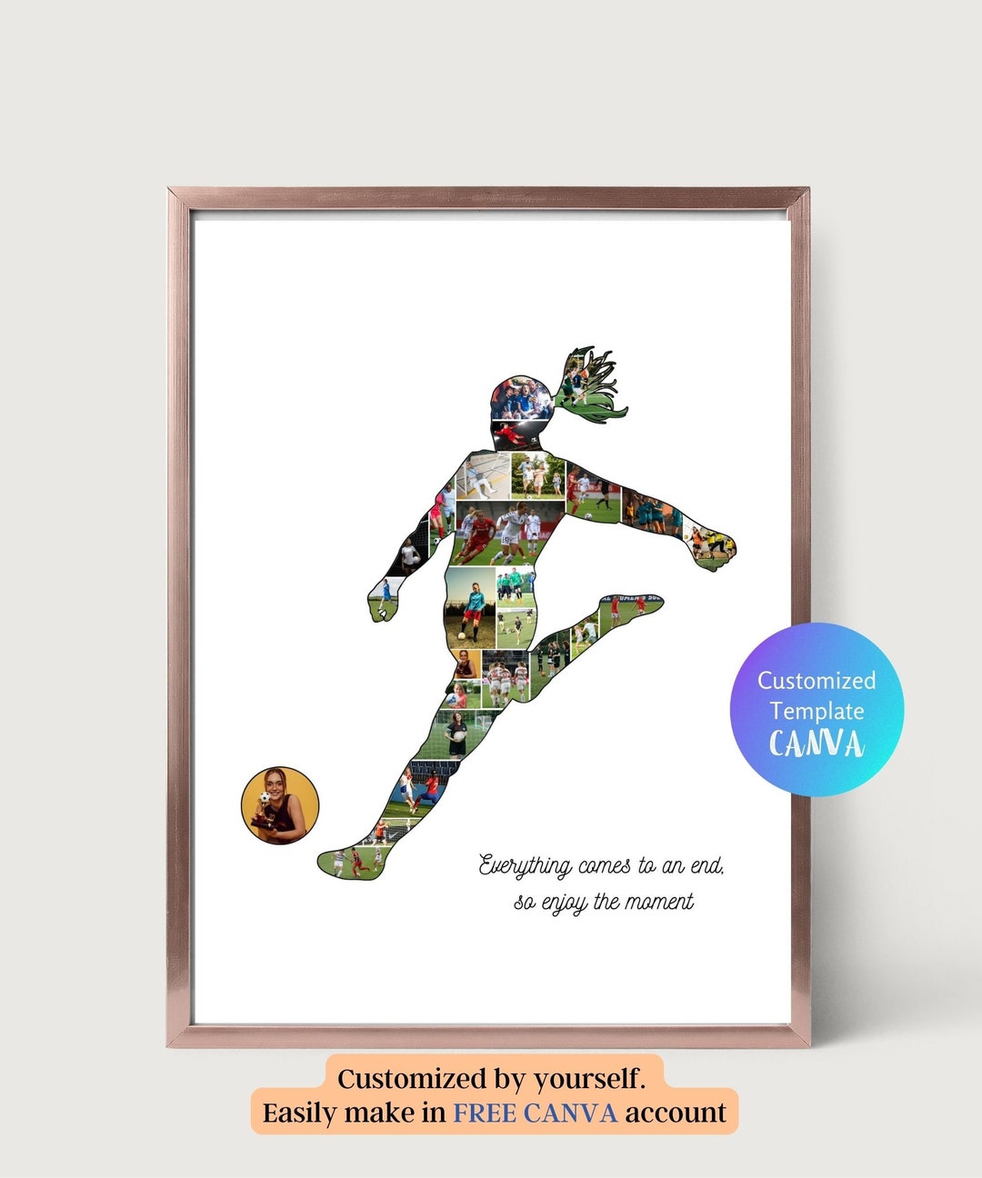 Custom Football Photo Collage Template Gifts for Soccer Women - Etsy
