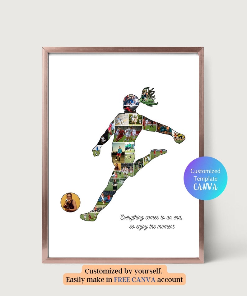 Custom Football Photo Collage Template Gifts for Soccer Women - Etsy