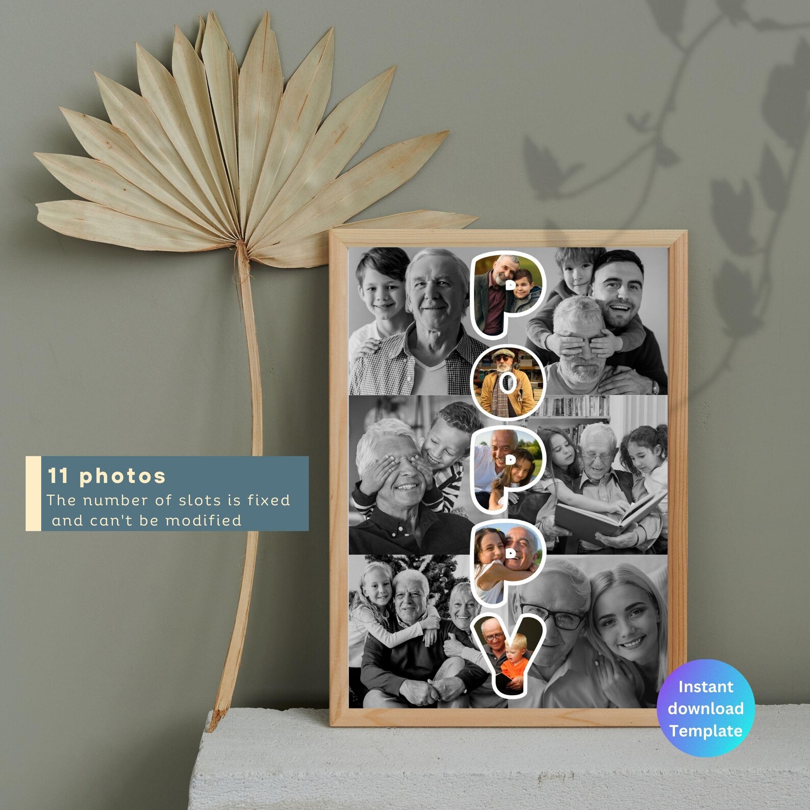 Custom POPPY Photo Collage Template Personalized Fathers Day Gift for ...