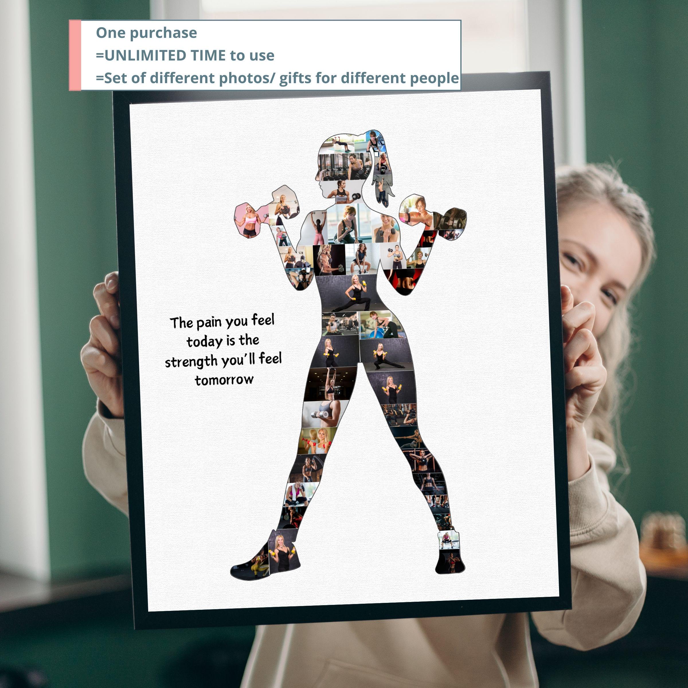 Personalized Dumbell Photo Collage Template Personal Trainer Workout ...