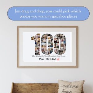 Custom 100th Photo Collage Template Personalized 100th Birthday Gift ...