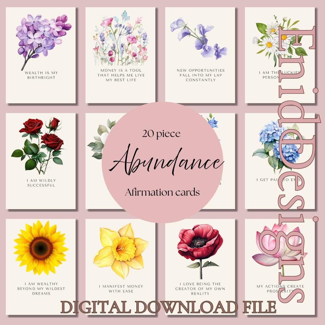 Abundance Affirmation Cards Printable | 20-page Motivational Quote Wall ...