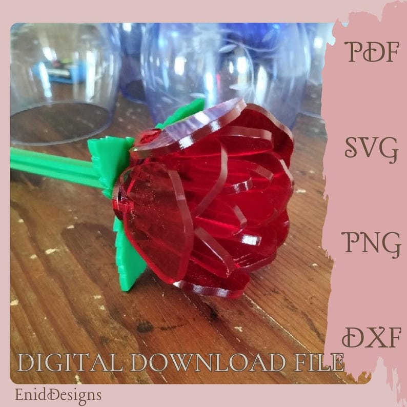 3D Rose SVG Laser Cut File – DIY Acrylic or Wood Rose Build, Digital ...
