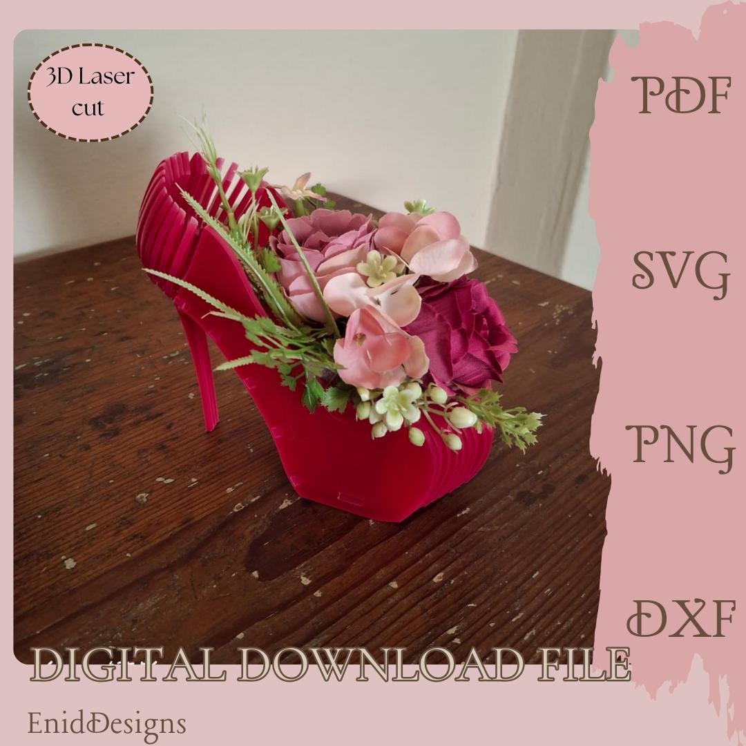 Laser Cut High Heel Shoe Box File: 3D Stiletto Display (DXF Digital ...