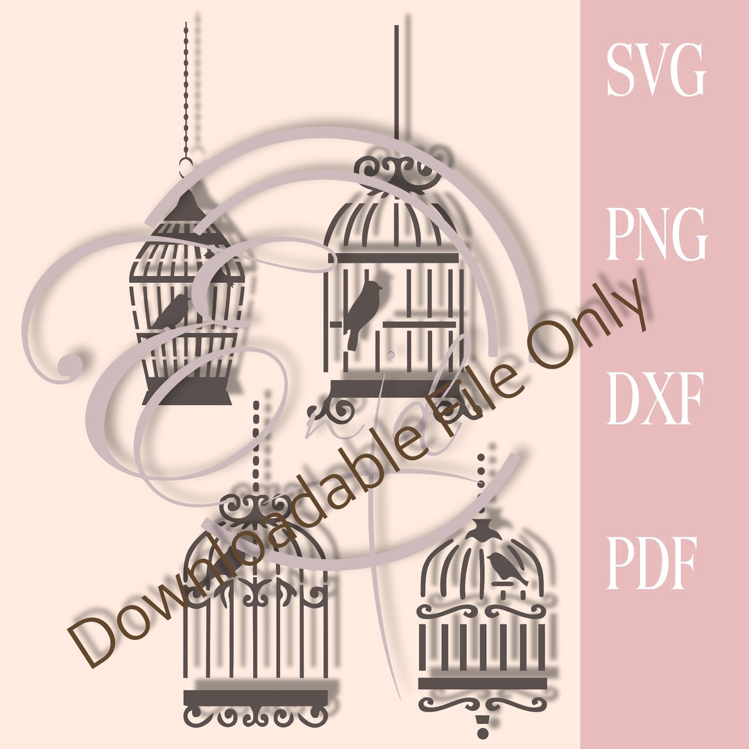 Stencil Design Cut Out 4 Bird Cage SVG / DXF and PNG File - Etsy