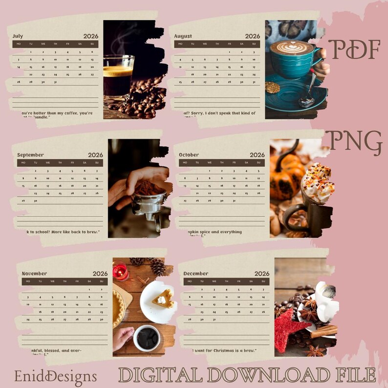 Coffee Calendar 2026 Printable | Monthly Planner, Editable Canva ...
