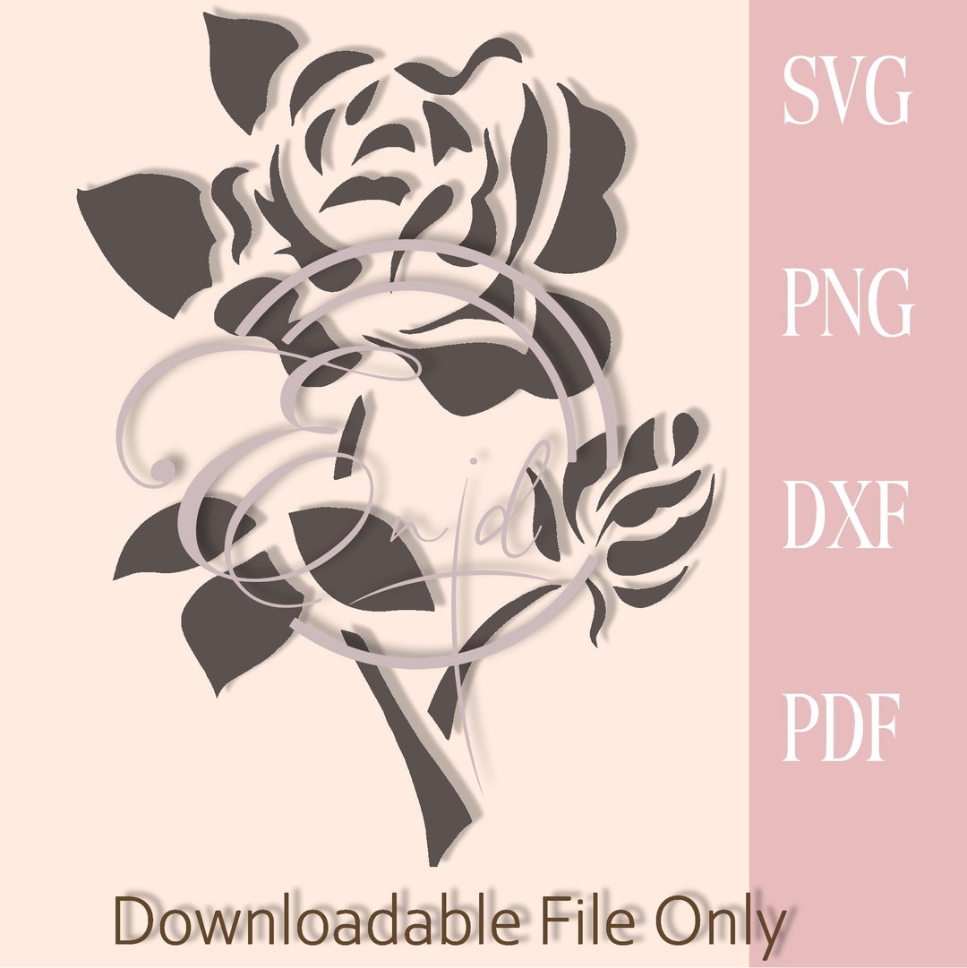Stencil Design Cut Out Single Stem Rose SVG / DXF and PNG File - This ...