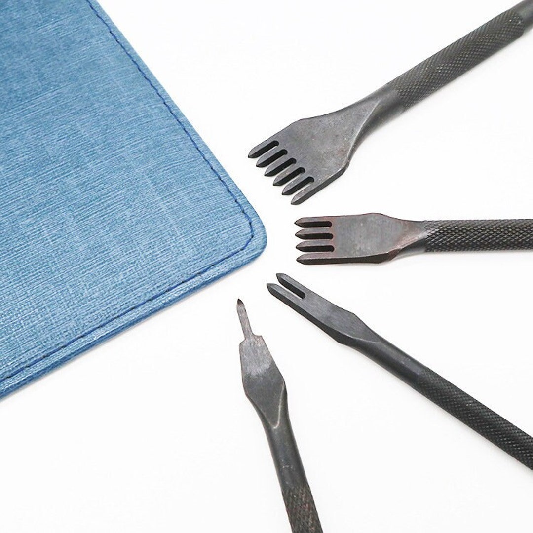 Black Steel Chopper, Leather Beveled Flat Chopper, Hand Sewing Hole ...