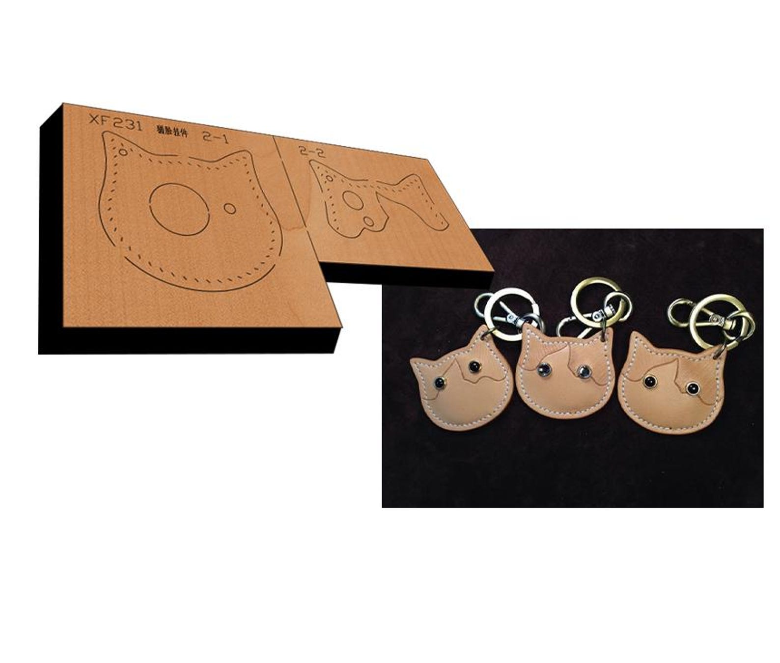 Cat Face Keychain Leather Die Cutting-custom Design Pendant Leather Cut ...