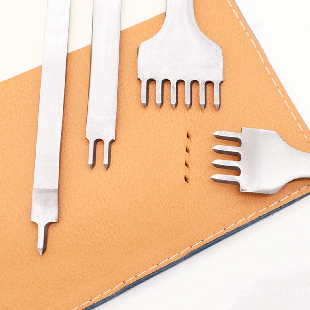 White Steel Chopper, Leather Beveled Flat Chopper, Hand Sewing Hole ...